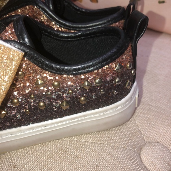 JoJo Siwa | Shoes | Jojo Siwa Girls Sequin Bow Toes Lace Gold Slip On ...
